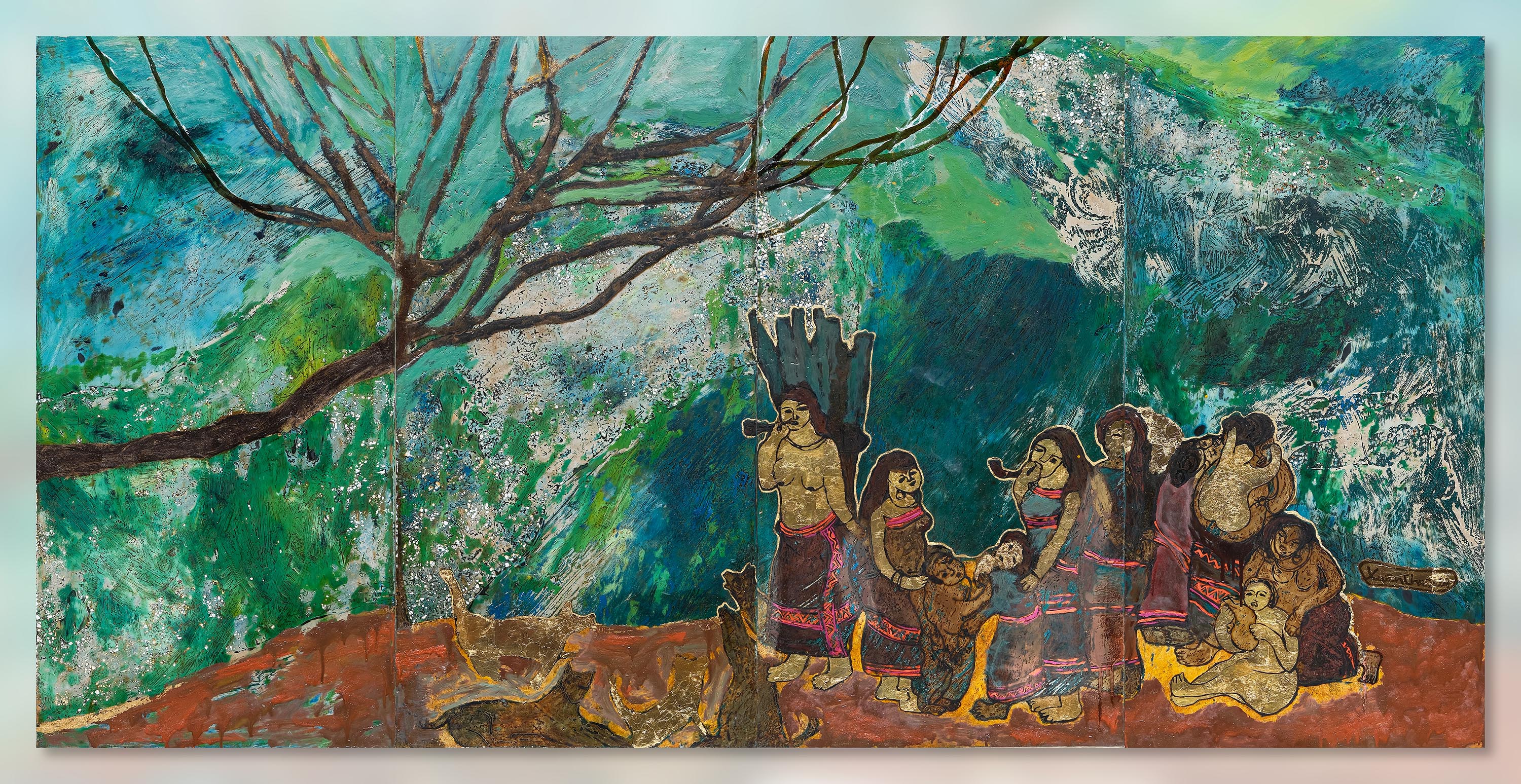 “Nghe kể chuyện làng Tây Nguyên” qua tranh sơn mài