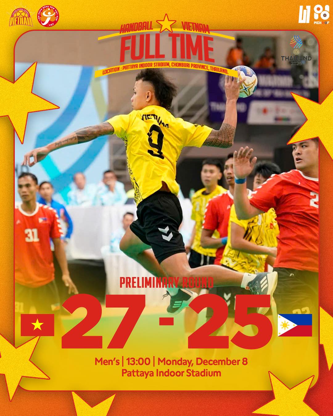 Vietnam men's handball team wins opening match at SEA Games 33.